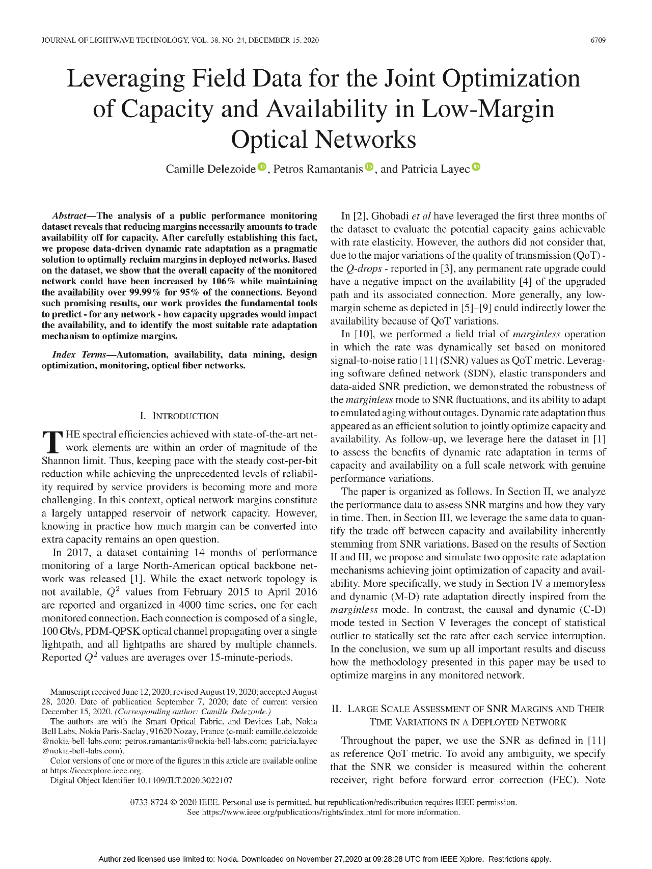 Leveraging Field Data For The Joint Optimization of Capacity and Availability in Low-Margin ...