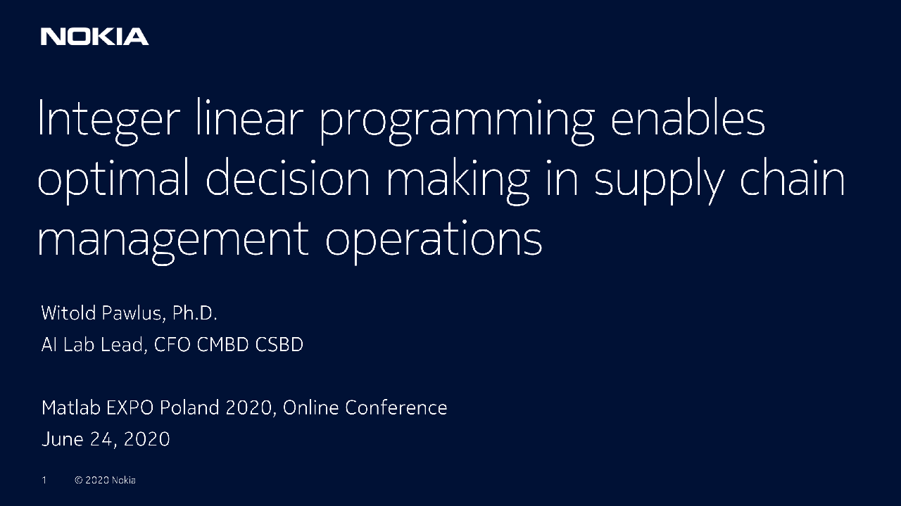 Integer linear programming enables optimal decision making in supply chain management operations ...