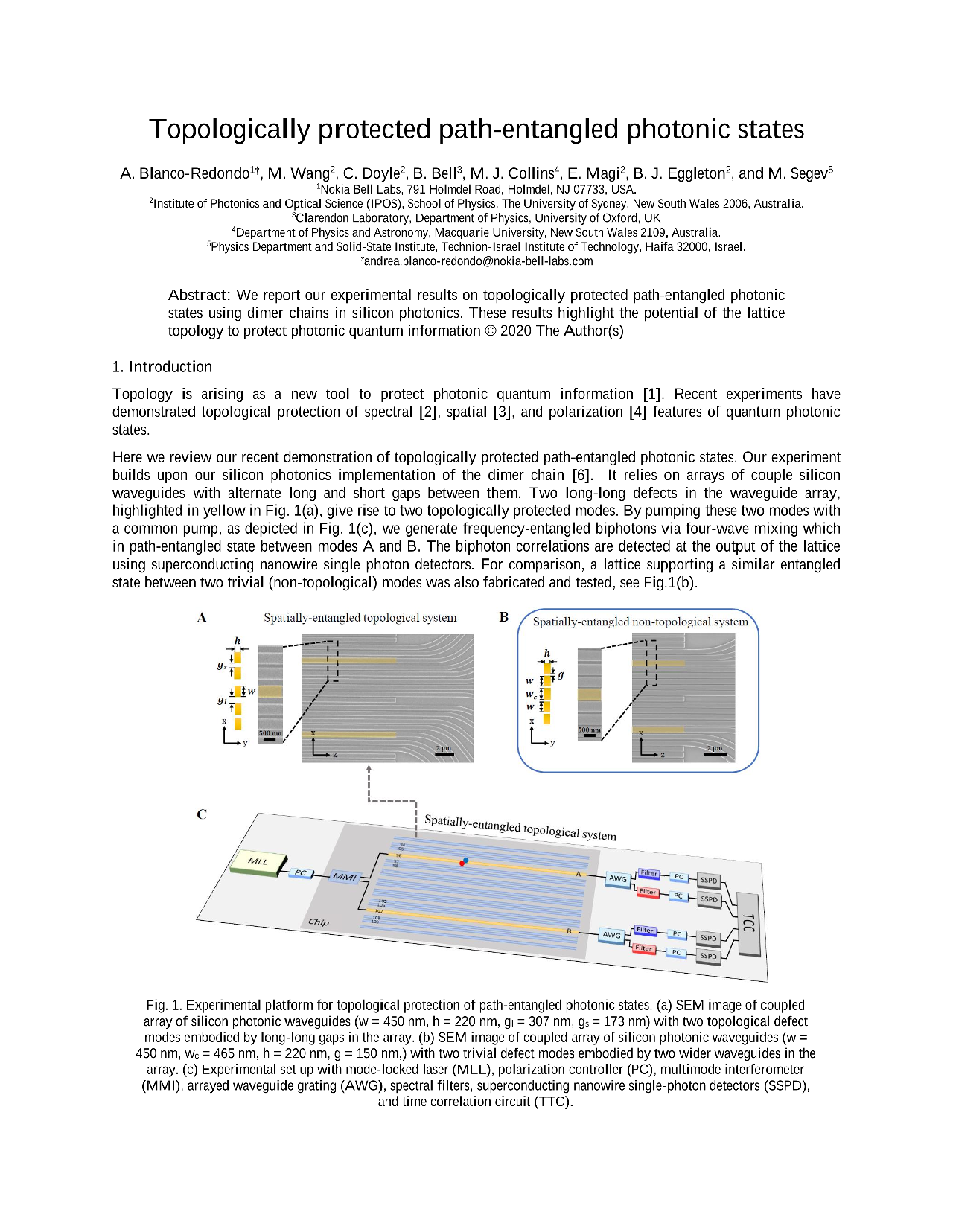 Topologically protected path-entangled photonic states | Nokia.com